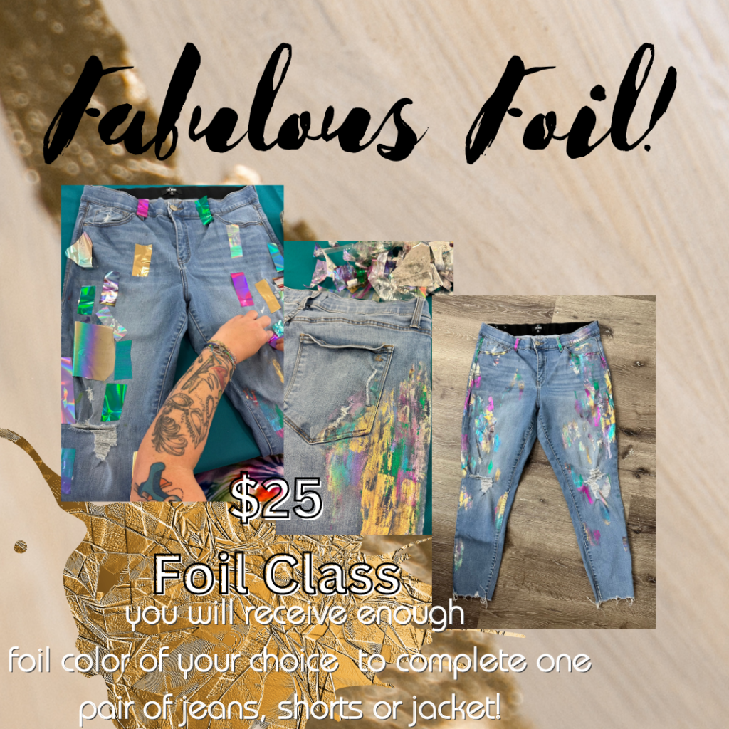 Fabulous Foil! Denim Foiling Class - The Makery 504